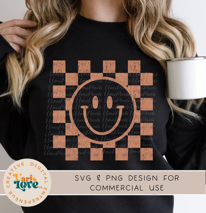 Checkered Smile Face SVG PNG Sublimation, Happy Face Shirt Design ...