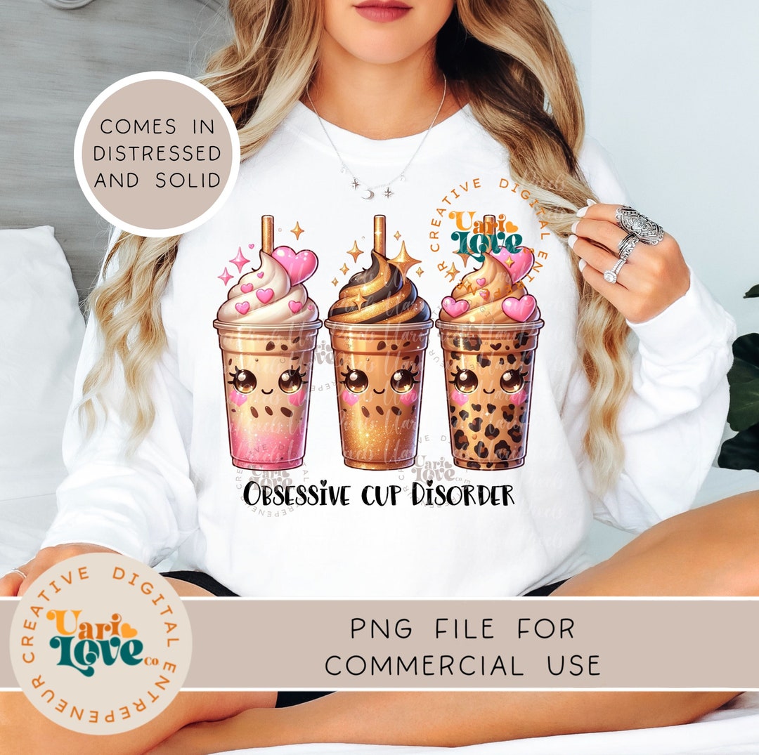 OCD Obsessive Cup Disorder Travel Mug PNG DTF Tumbler Wrap Stanley Cup ...