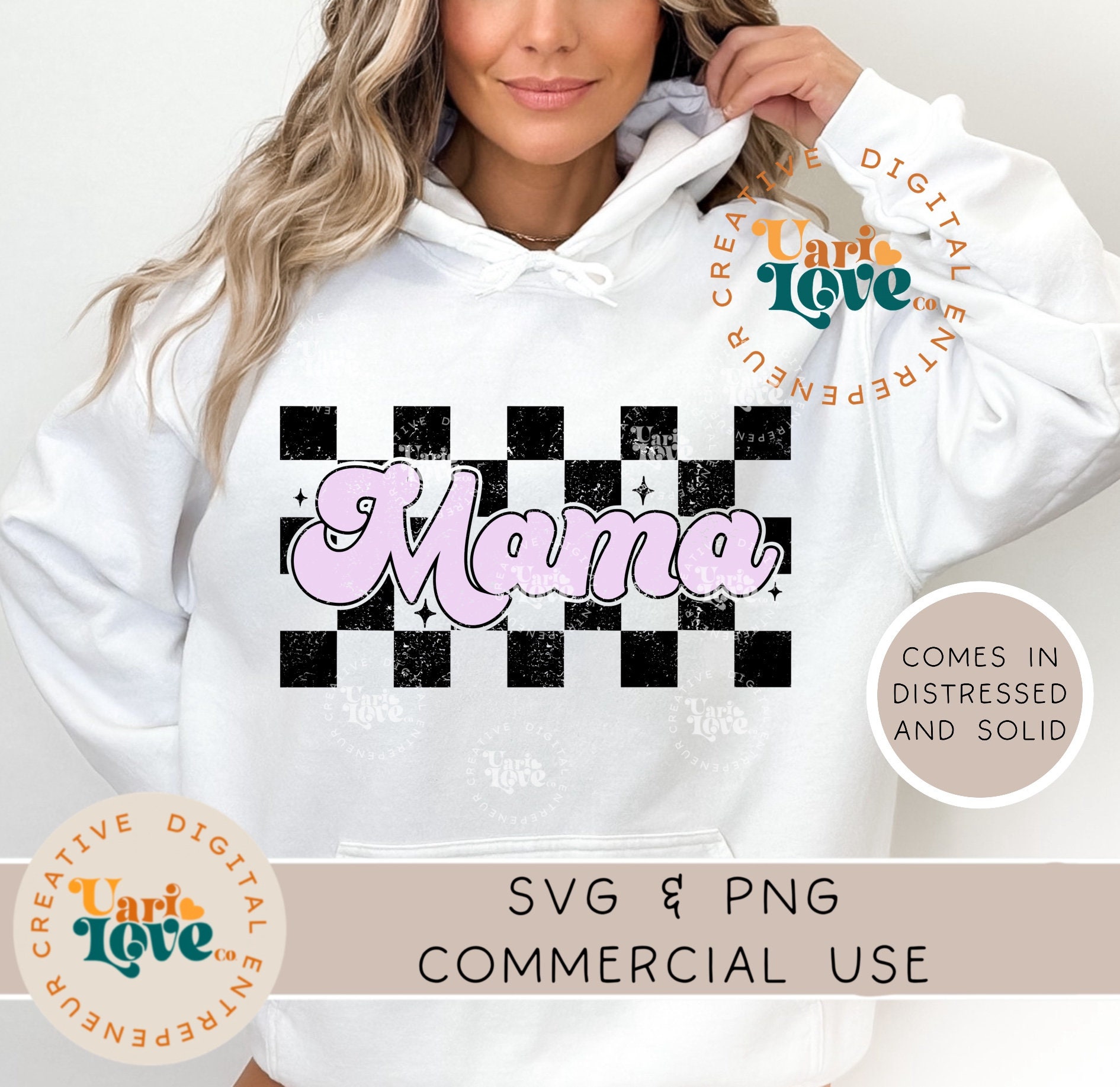 Retro Checkered Mama Svg Png, Neutral Distressed Mom Design Trendy Mom ...