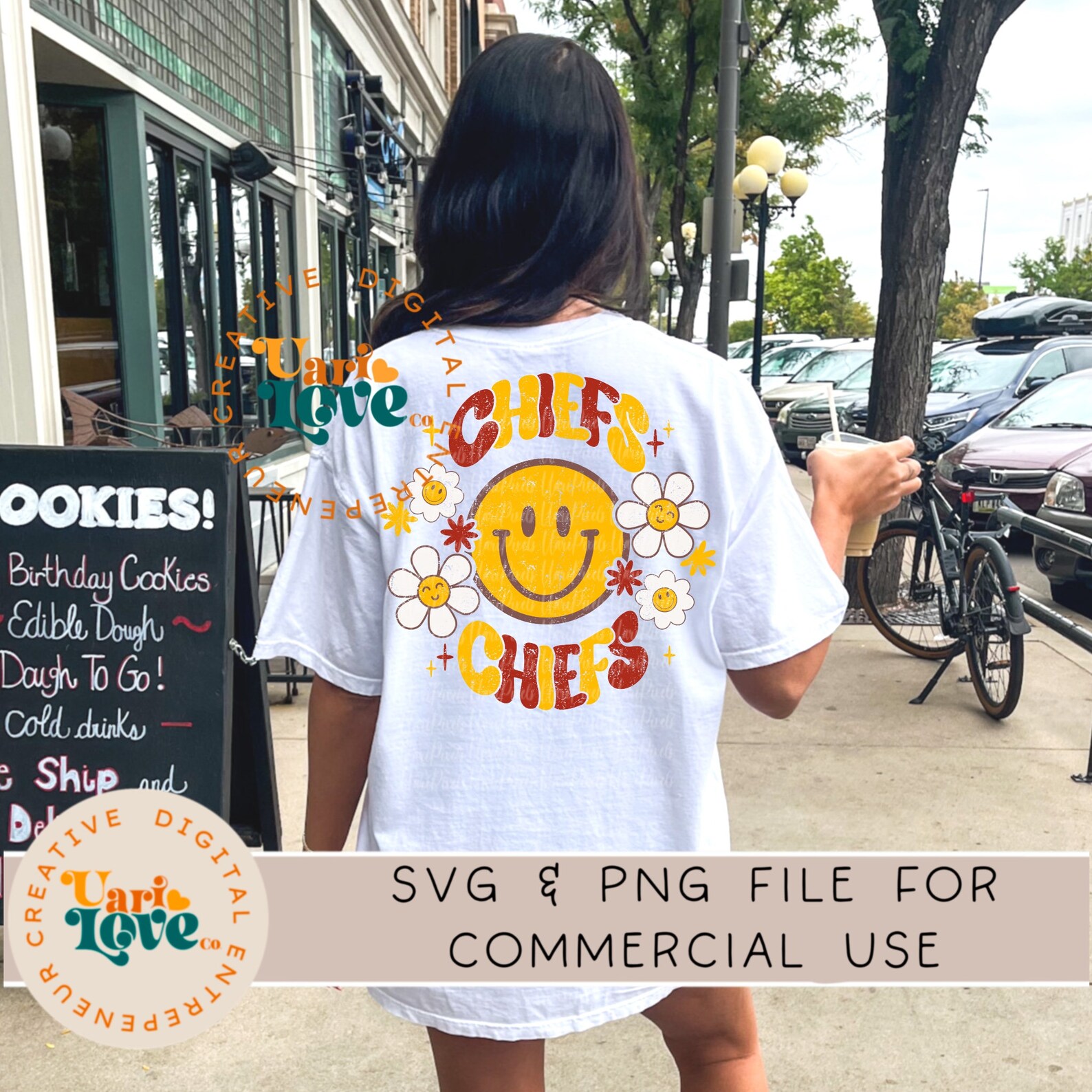 Retro Chiefs PNG SVG, Groovy Game Day Sublimation Distressed Girl's ...