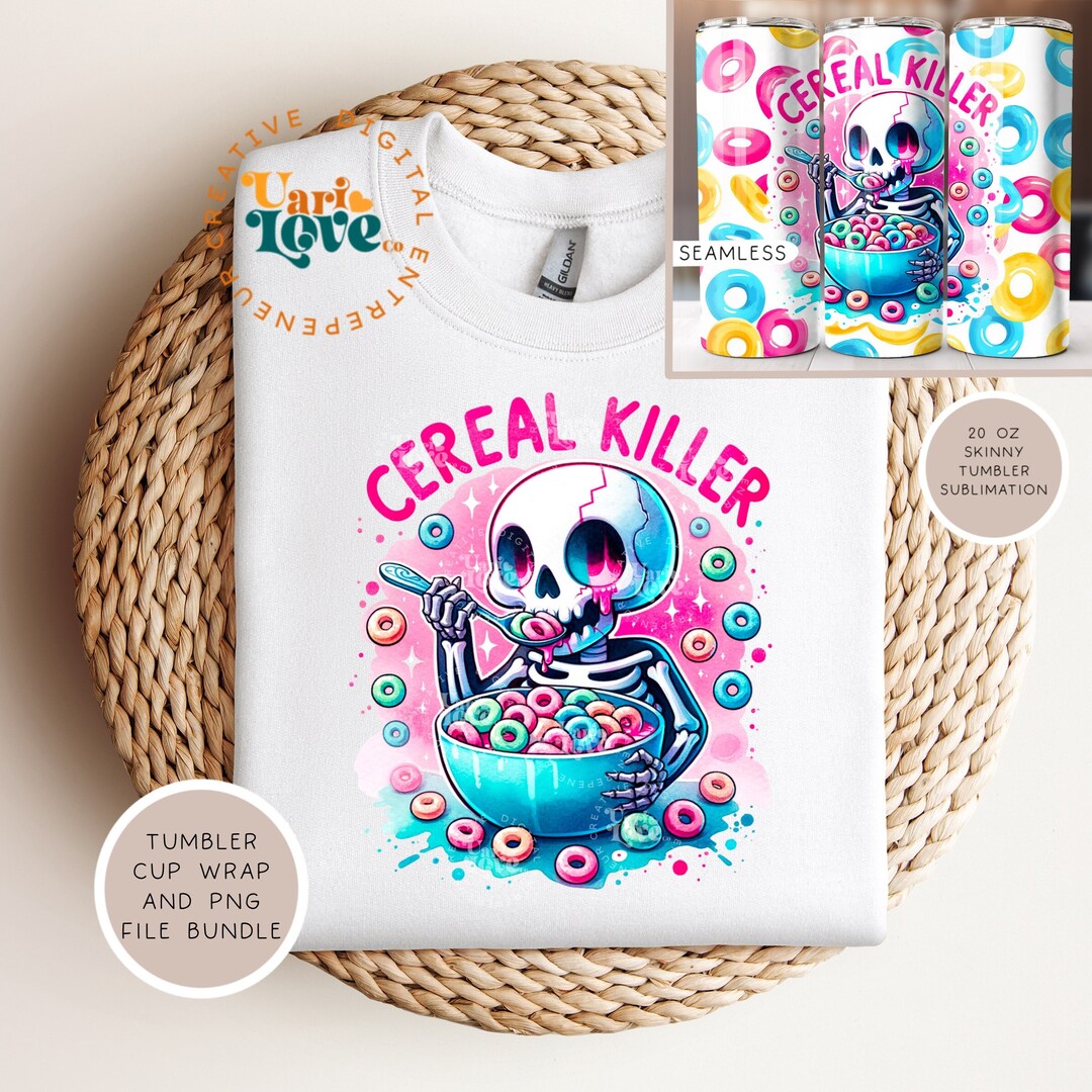Funny Skeleton Cereal Killer Designs Snarky Sarcastic Png File Glass ...