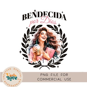 Bendecida Png Spanish Sublimation UV DTF Png Design Faith Based ...