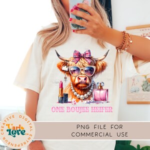 One Boujee Heifer Highland Cow Png, Stanley Inspired Belt Bag PNG ...