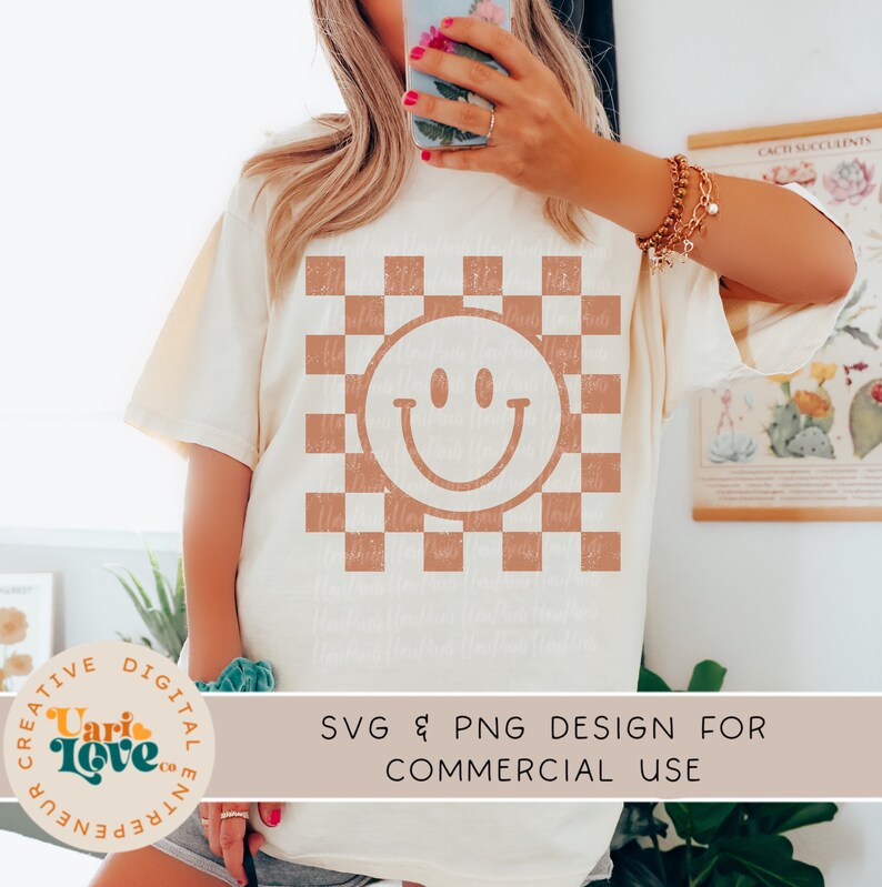 Checkered Smile Face SVG PNG Sublimation, Happy Face Shirt Design ...