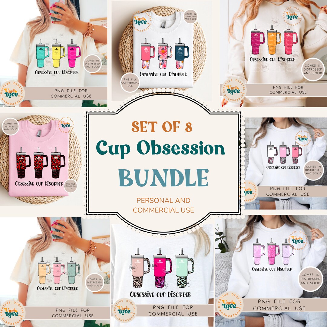 Obsessive Cup Disorder PNG Bundle, Travel Mug OCD DTF Tumbler Wrap ...