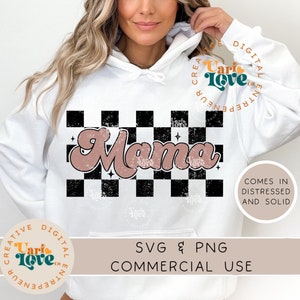 Retro Checkered Mama Svg Png, Neutral Distressed Mom Design Trendy Mom ...