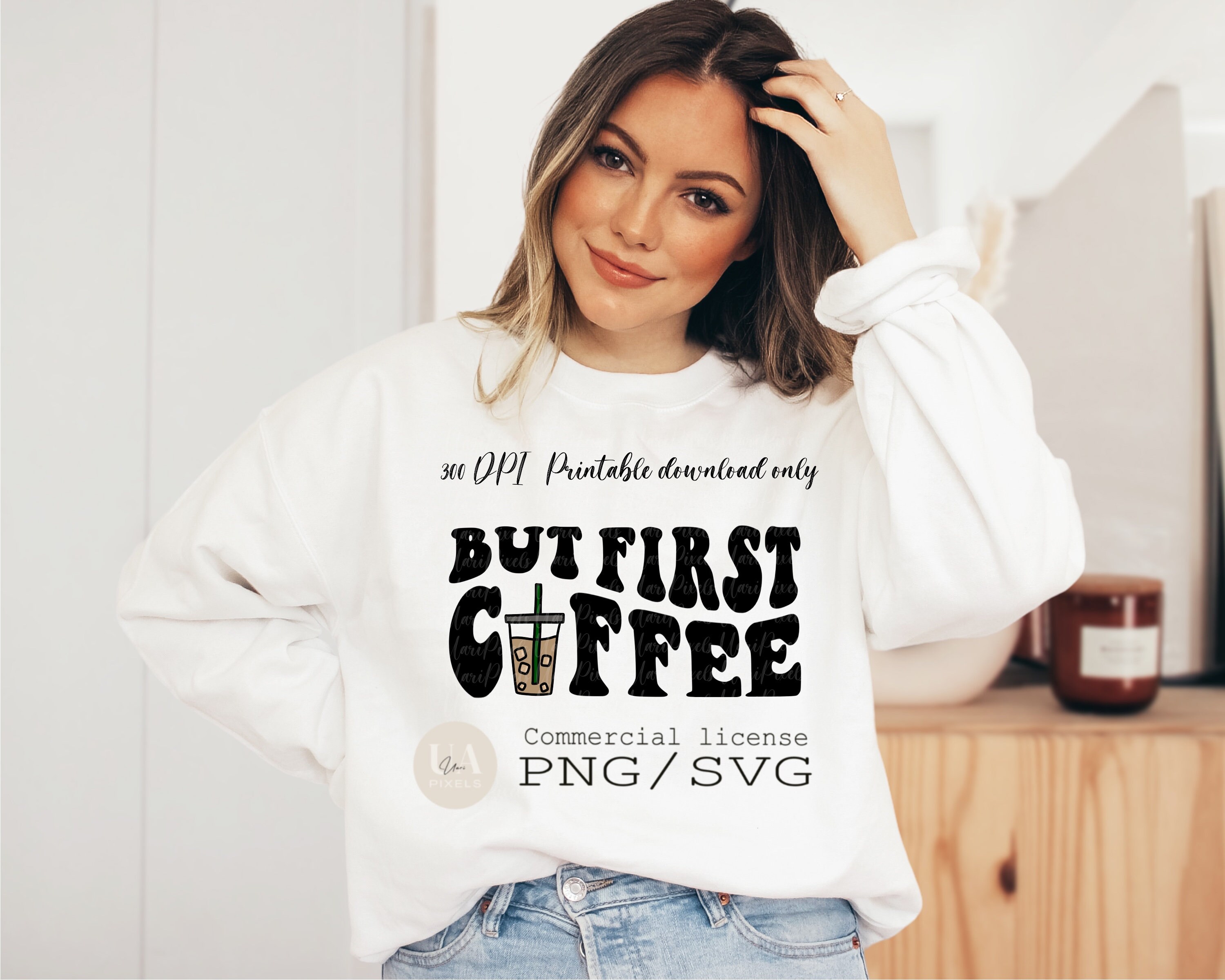 But First Coffee Retro Wavy SVG and PNG but First Iced - Etsy