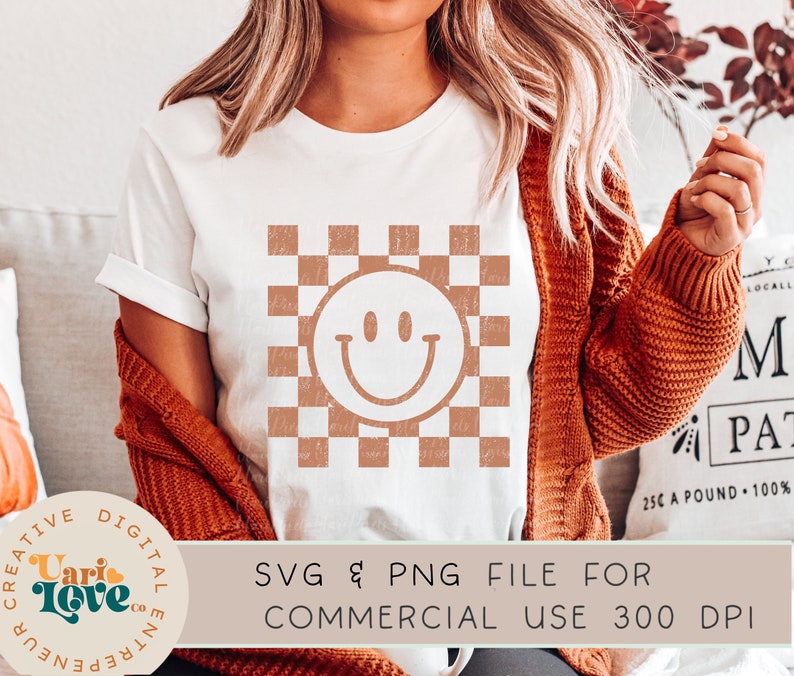 Checkered Smile Face SVG PNG Sublimation, Happy Face Shirt Design ...