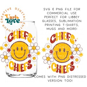 Retro Chiefs PNG SVG, Groovy Game Day Sublimation Distressed Girl's ...
