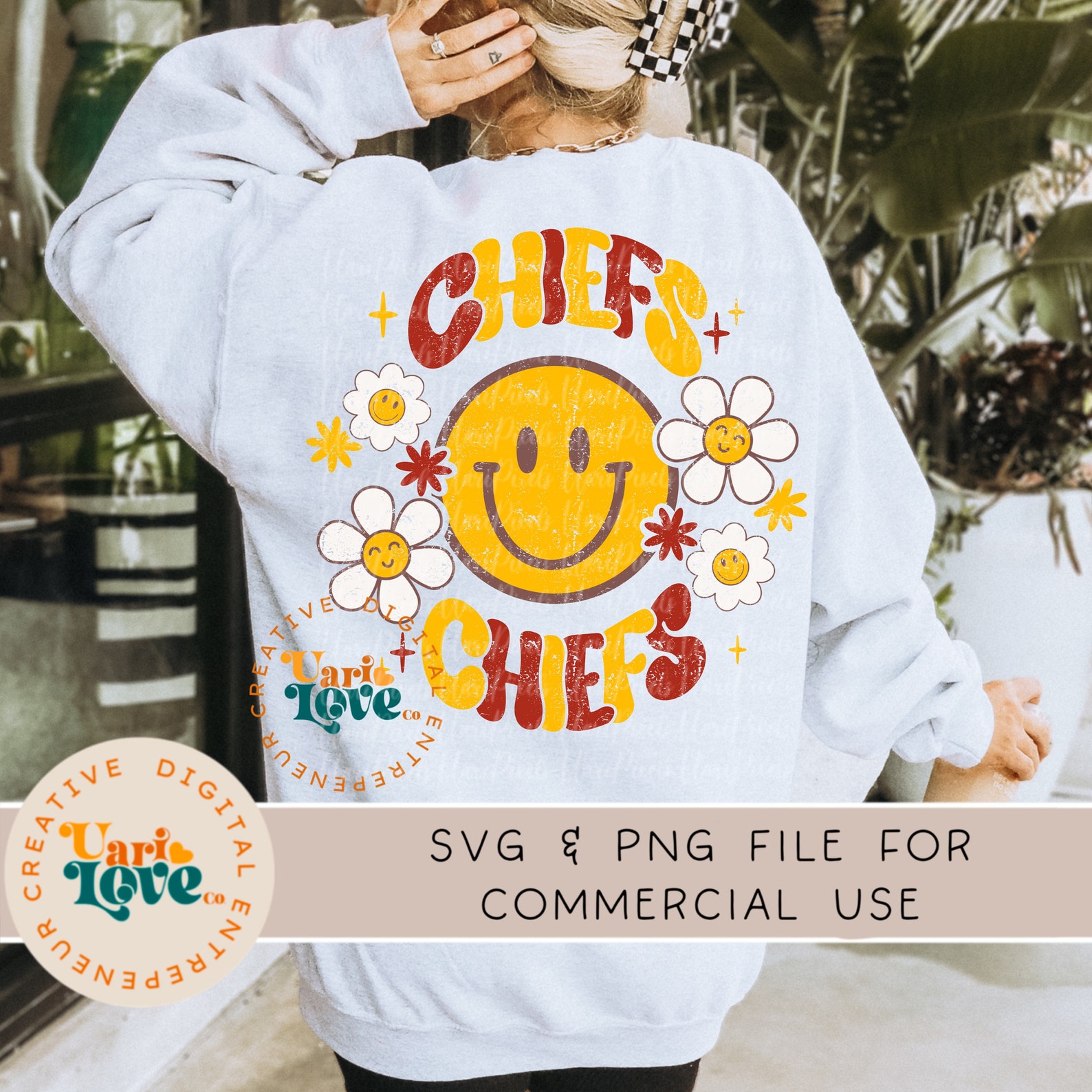 Retro Chiefs PNG SVG, Groovy Game Day Sublimation Distressed Girl's ...