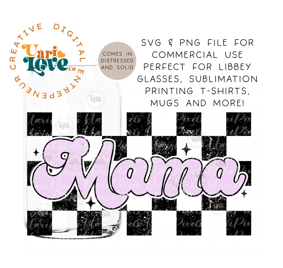 Retro Checkered Mama Svg Png, Neutral Distressed Mom Design Trendy Mom ...