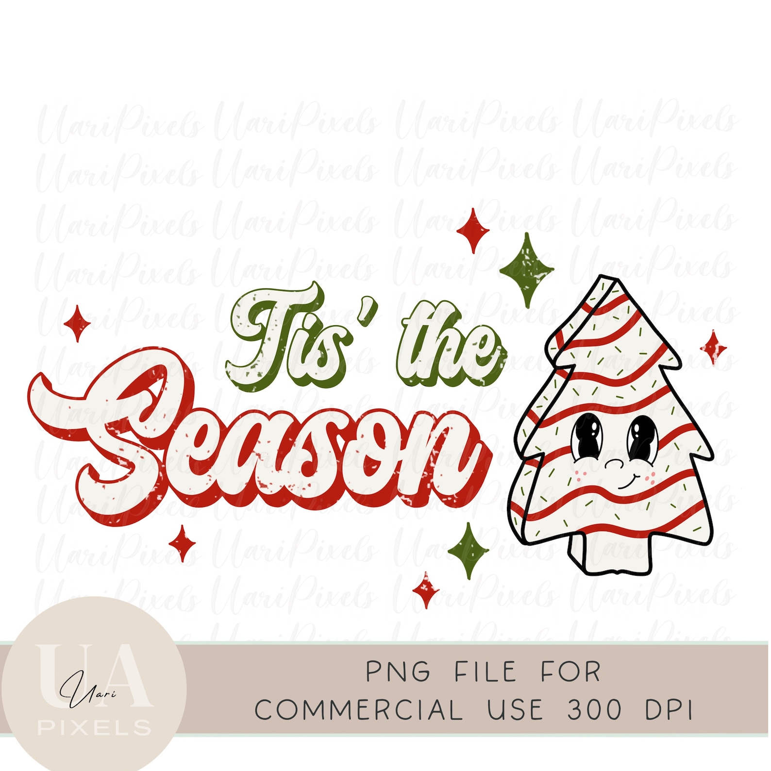 Tis the Season Christmas Png Retro Christmas Cake Png for - Etsy