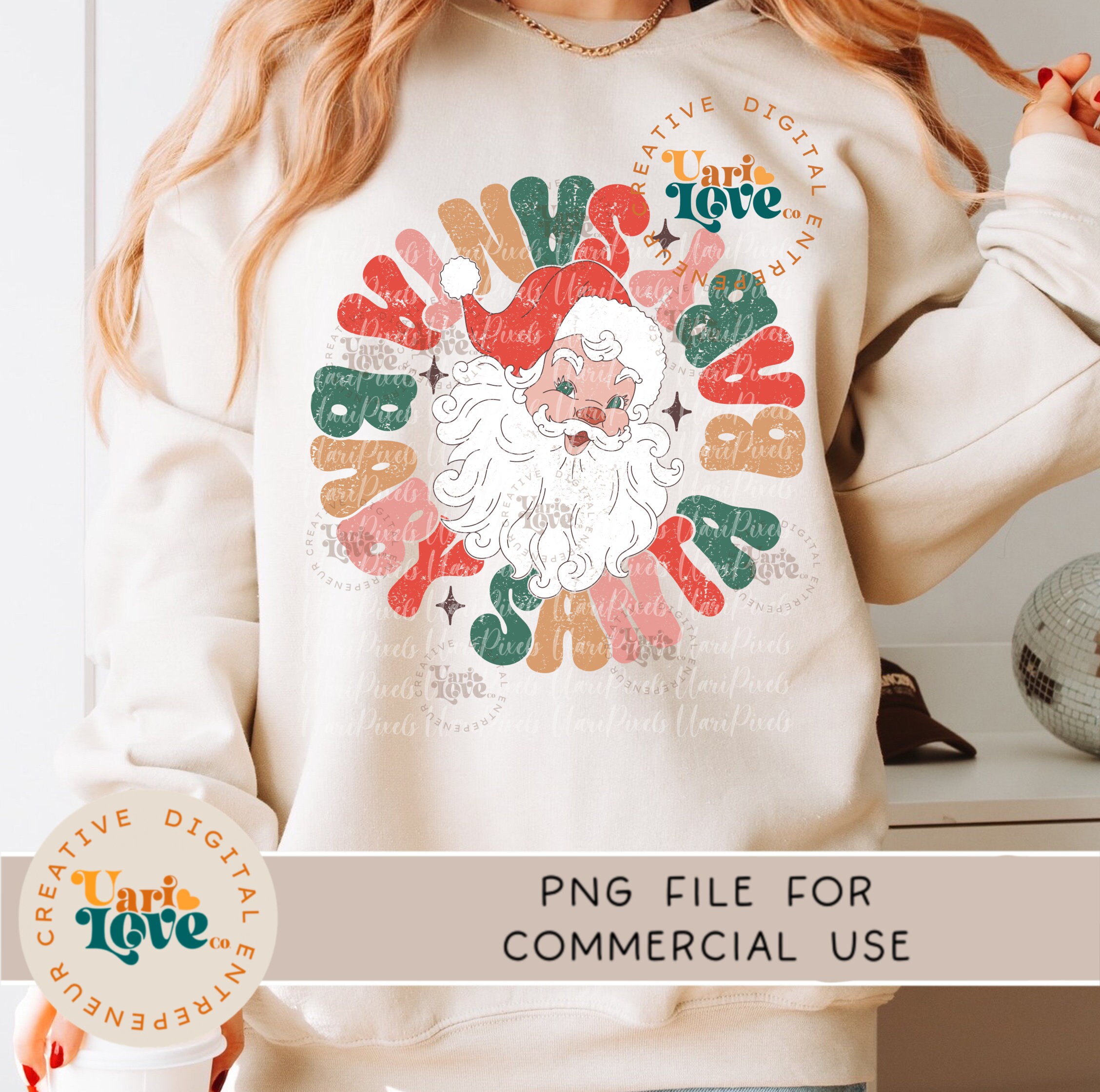 Boho Santa Claus PNG, Santa Baby Png File for Shirt Christmas Vintage ...