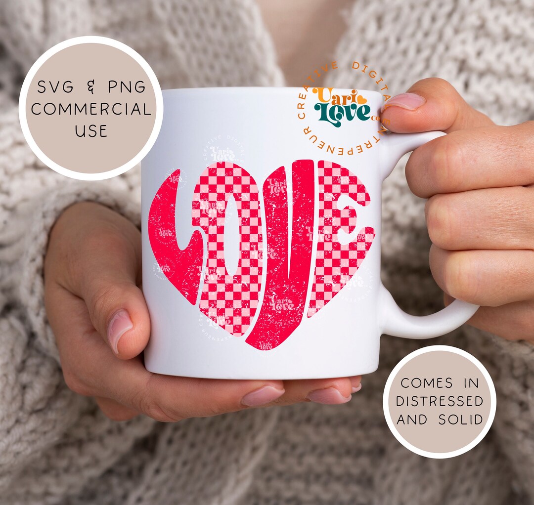 Love Checkered SVG PNG Sublimation Heart Retro Valentine's Day Png ...