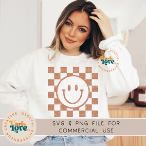 Checkered Smile Face SVG PNG Sublimation, Happy Face Shirt Design ...