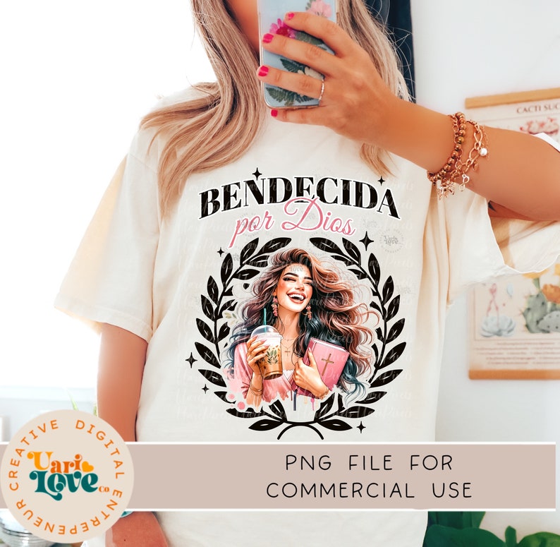 Bendecida Png Spanish Sublimation UV DTF Png Design Faith Based ...