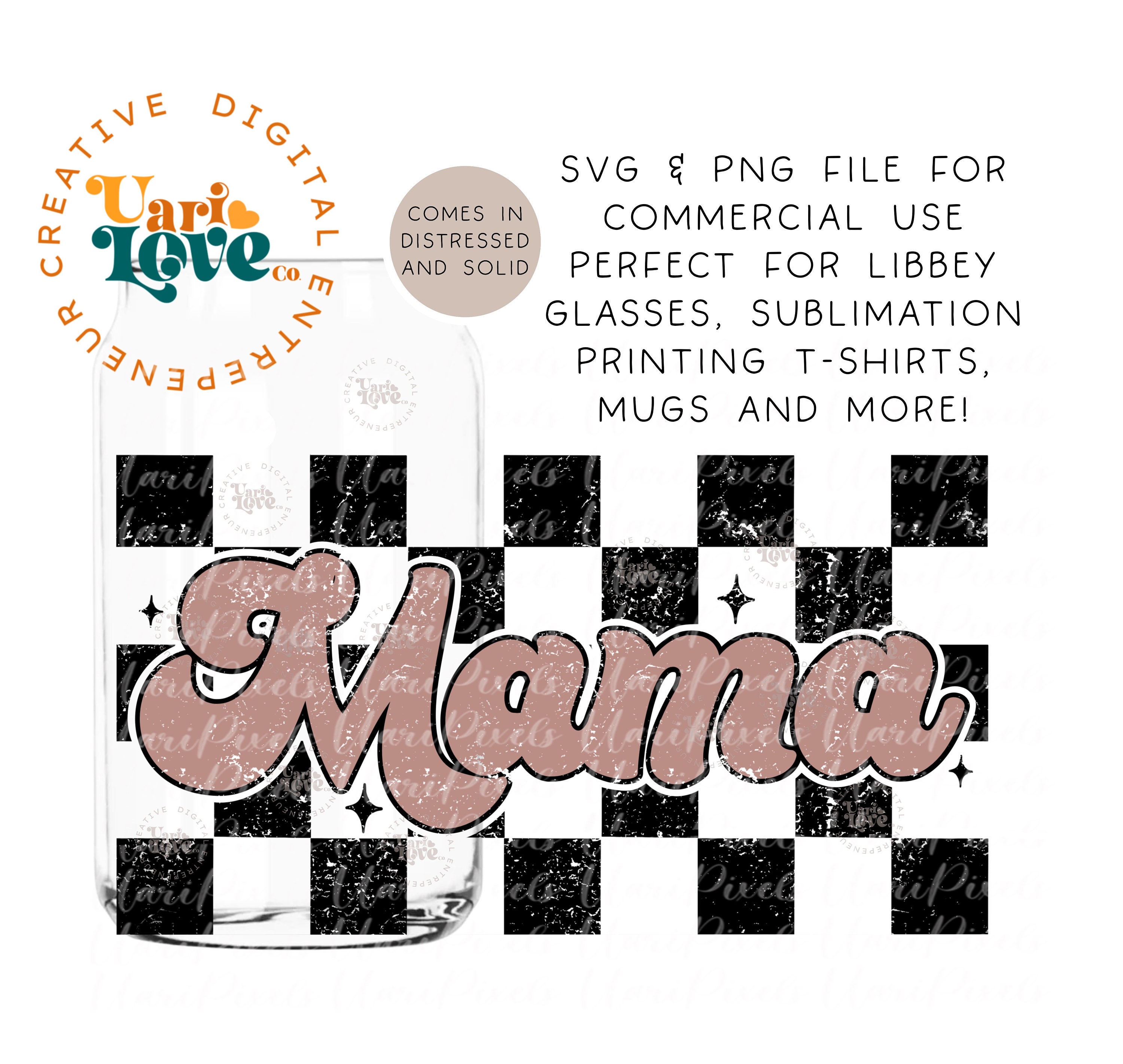 Retro Checkered Mama Svg Png, Neutral Distressed Mom Design Trendy Mom ...