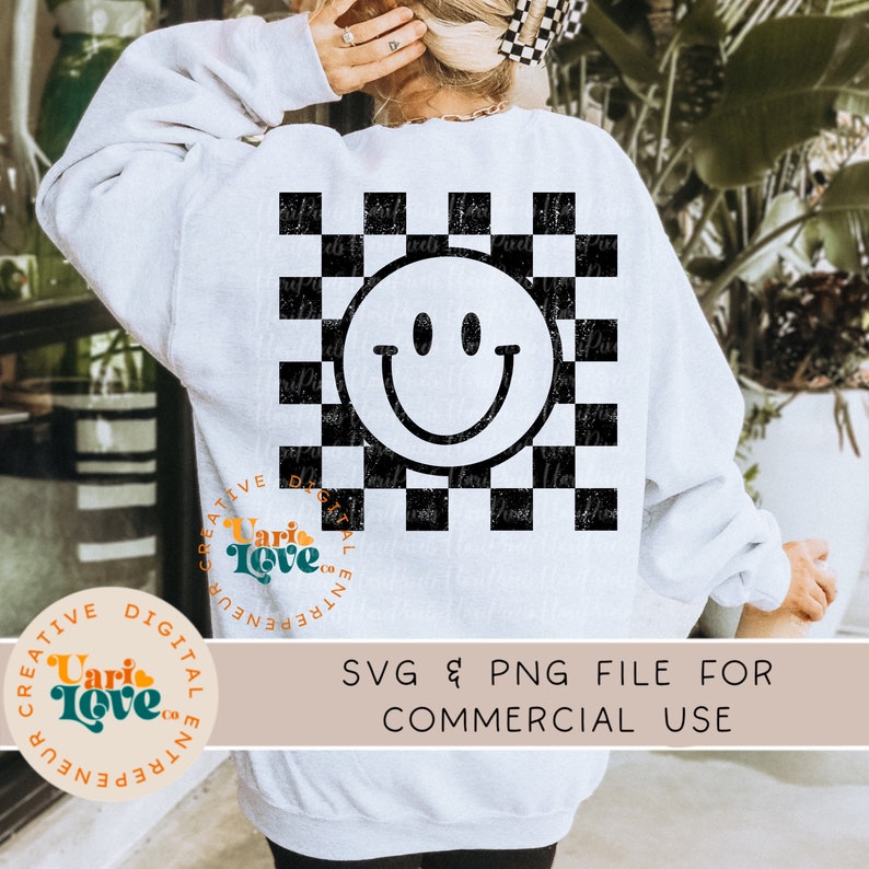Checkered Smile Face SVG PNG Sublimation, Happy Face Shirt Design ...