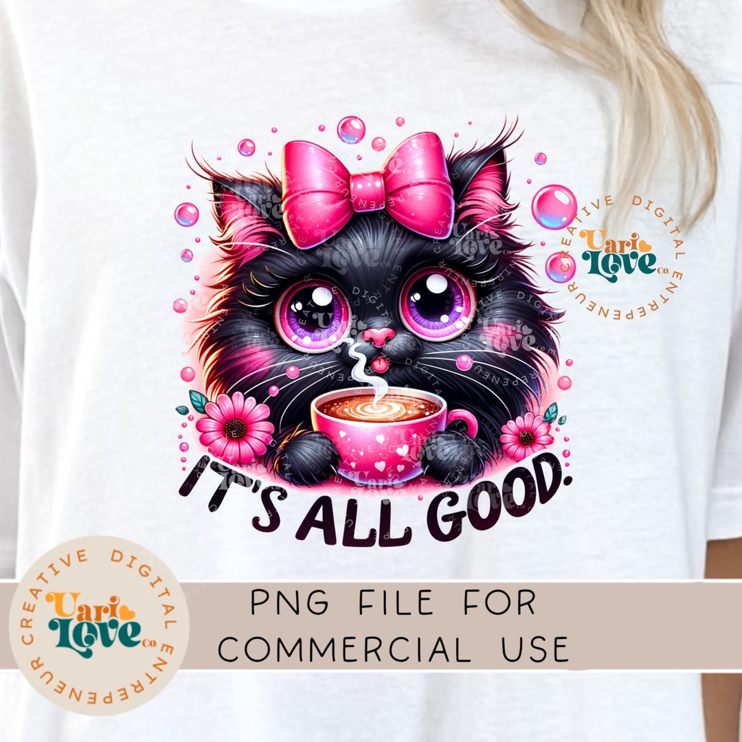 Everything is Fine Cat PNG Whimsical Quirky Cat Clipart Funny Cat ...