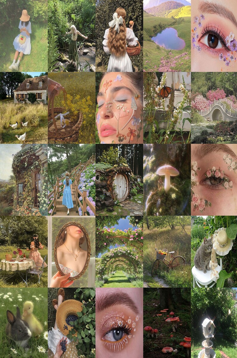 Cottagecore Wall Collage Kit Fairycore Aesthetic Wall Etsy