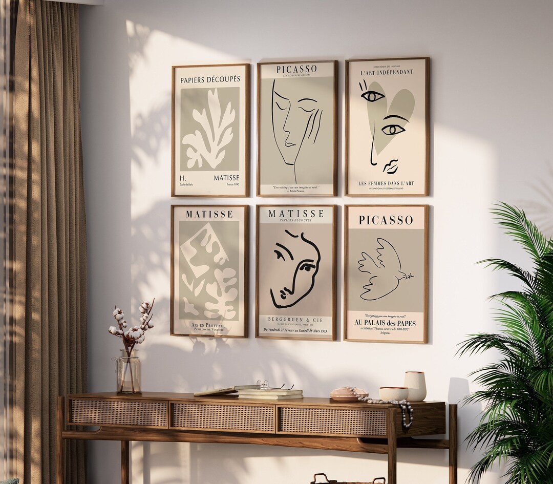 Grey Gallery Wall Set of 6, Grey Exhibition Poster Set, Matisse Prints ...