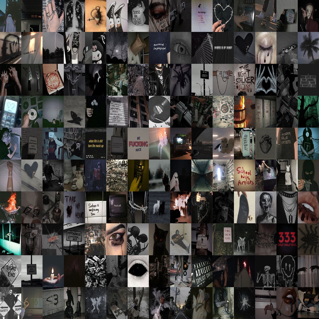 Grunge Dark Moody Posters, 150 Aesthetic Wall Collage Print, Goth Black ...