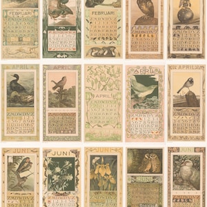 Calendar Art Prints, Old Aesthetic Calendar Design,animal and Botanic ...