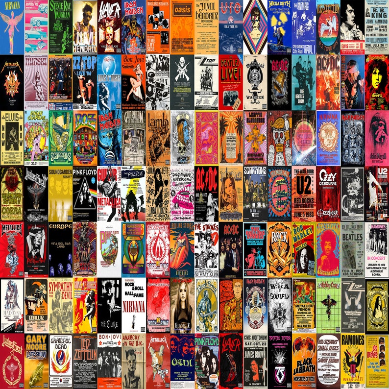 500+ PCS Vintage Music Posters, Concert Poster, Punk Posters, Rock Band ...