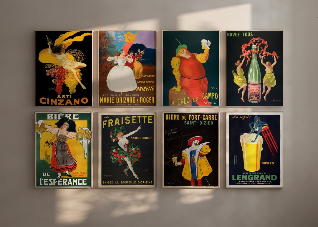 Bar Wall Art,kitchen Gallery Wall Decor, Vintage Wall Art, Beverage ...