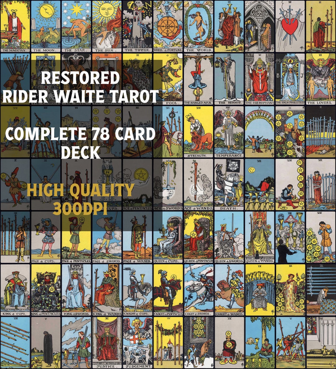 Rider Waite Smith Tarot Card Deck, Complete Set, High Resolution Bundle ...
