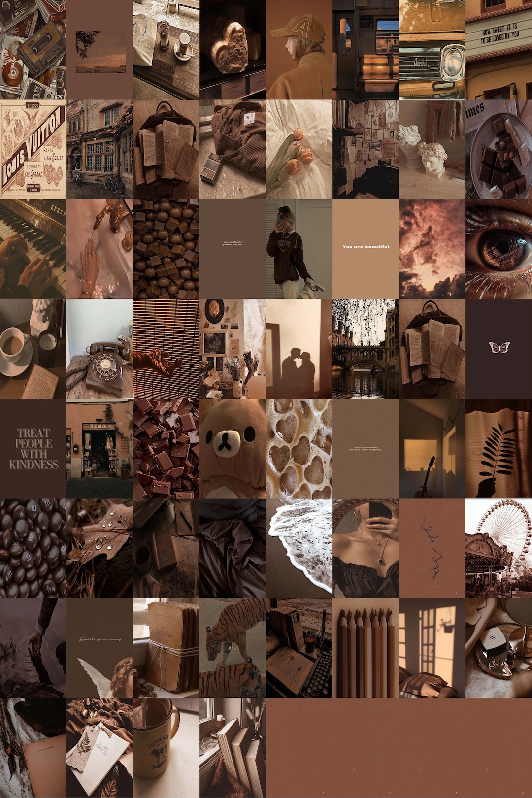 60PCS Brown Aesthetic Wall Collage Kit, Boujee Luxury Aesthetic Wall ...