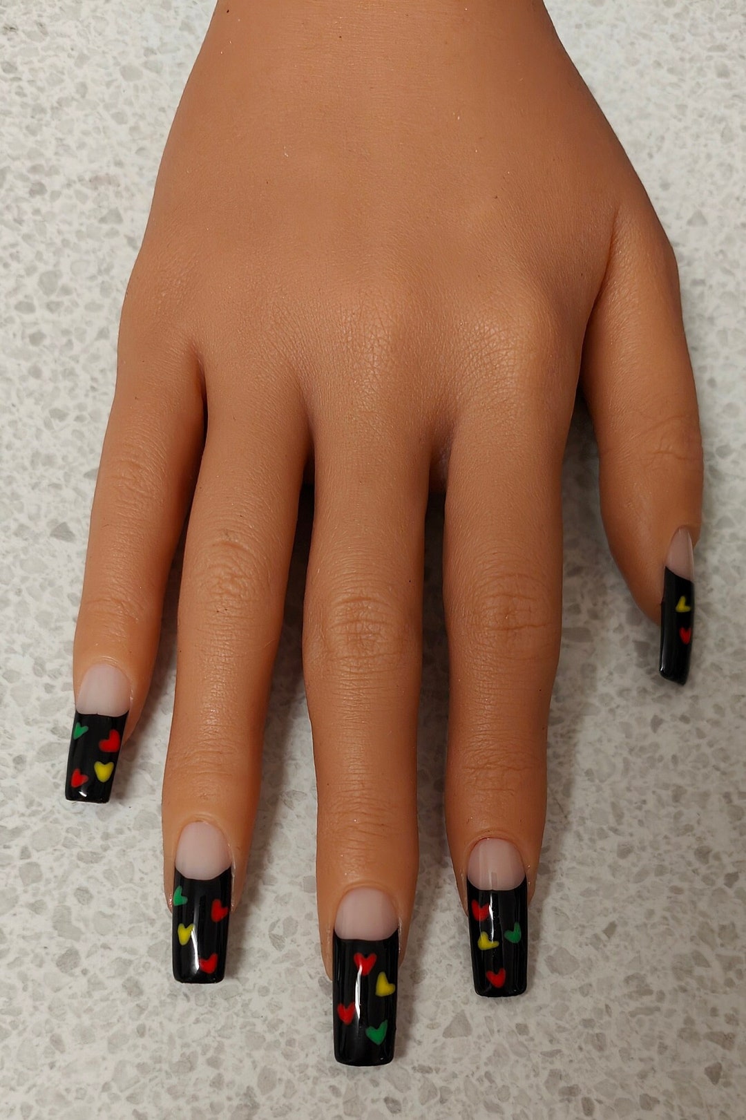 Reggae French Tip Press on Nails: Bob Marley Festival Square Nails - Etsy