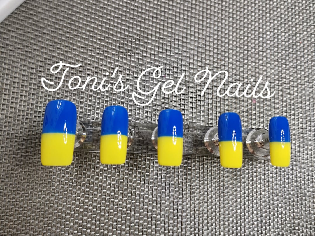 Ukraine Flag Press on Nails – Handmade Gel Nails, Long Square - Etsy