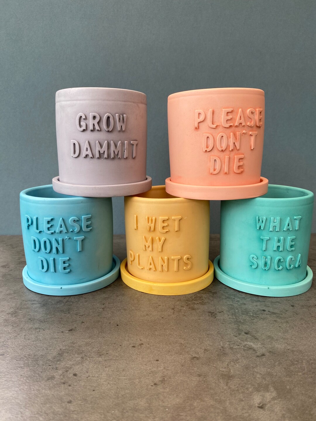 Funny Personalised Planters, Message Planter, Jesmonite Plant Pots ...