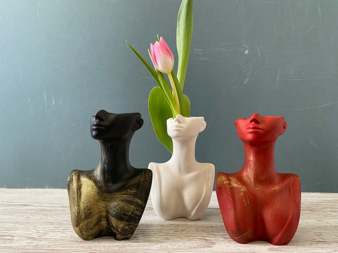 Woman Bust Vase / Face Vase / Half Face Stone Pot / Bust Flowerpot ...