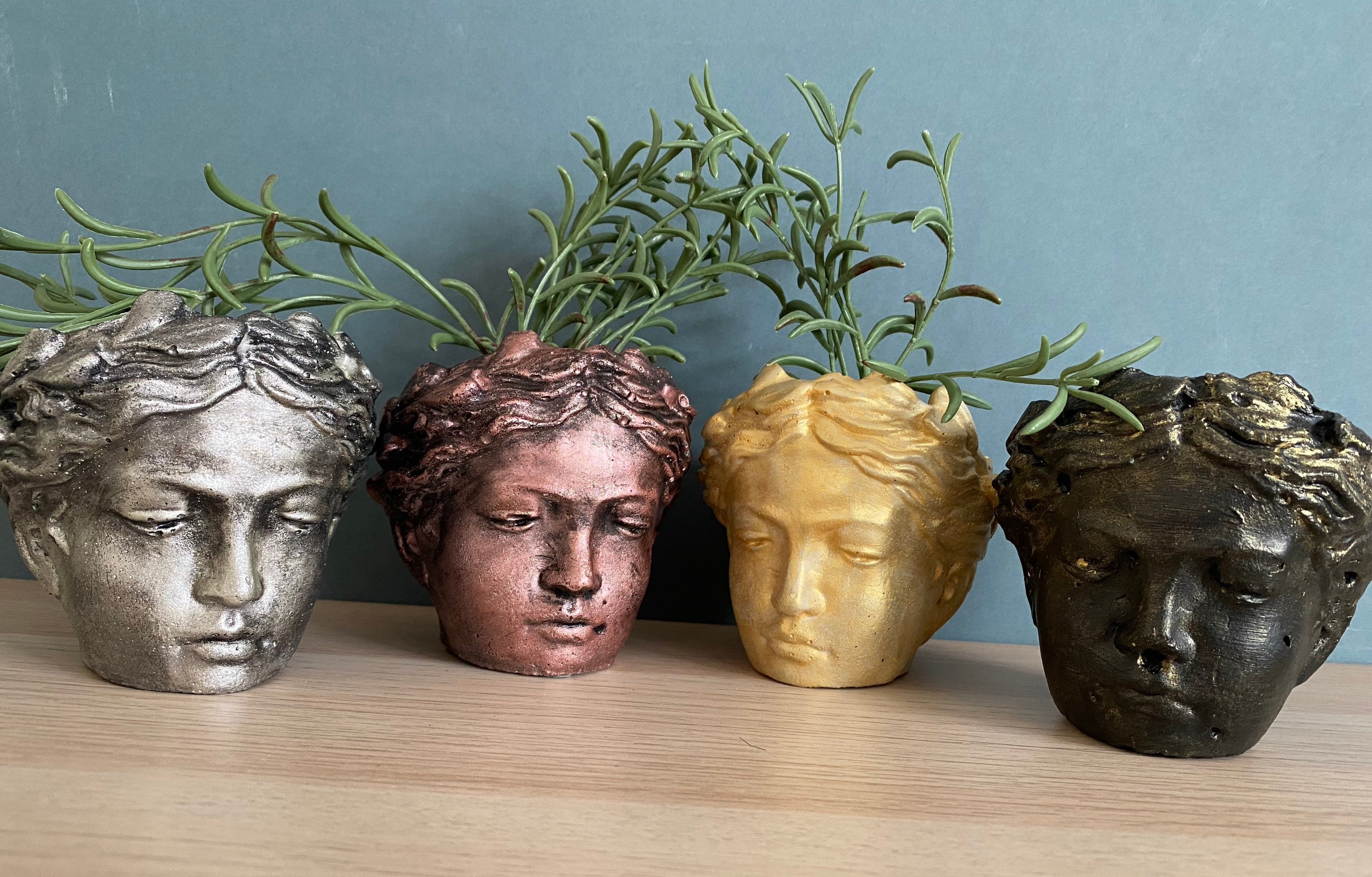 Angel Face Head Stone Planter Pot, Goddess Planter Pot , Small ...