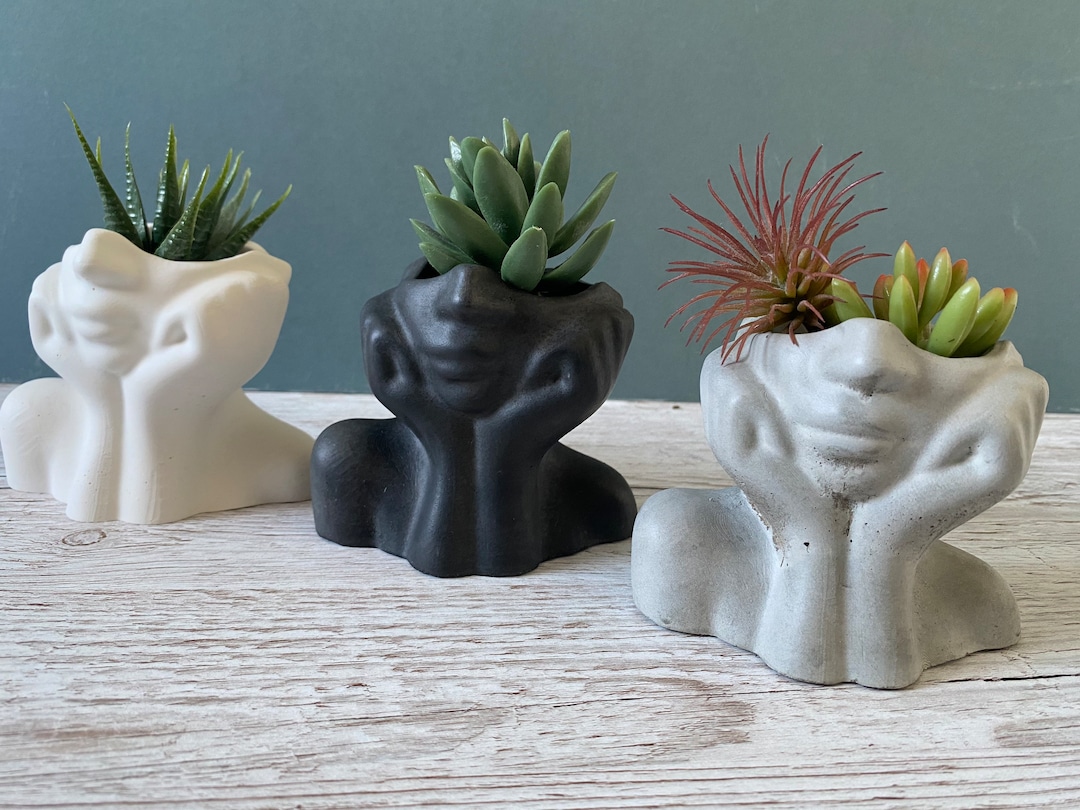 Woman Half Face Vase, Bust Boody Stone Pot , Concrete Vase , Gift ...