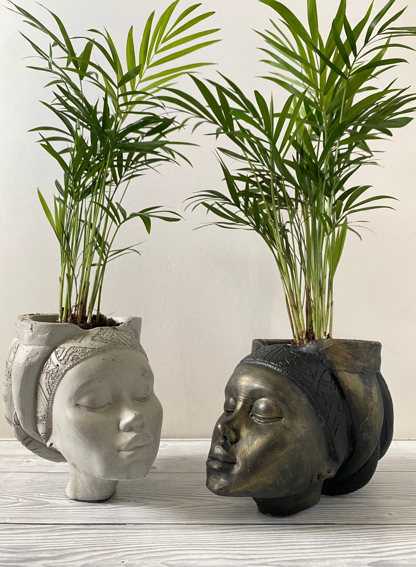 Woman Head Planter Pot /african Queen Pot/ Unique Planters UK/ Concrete ...