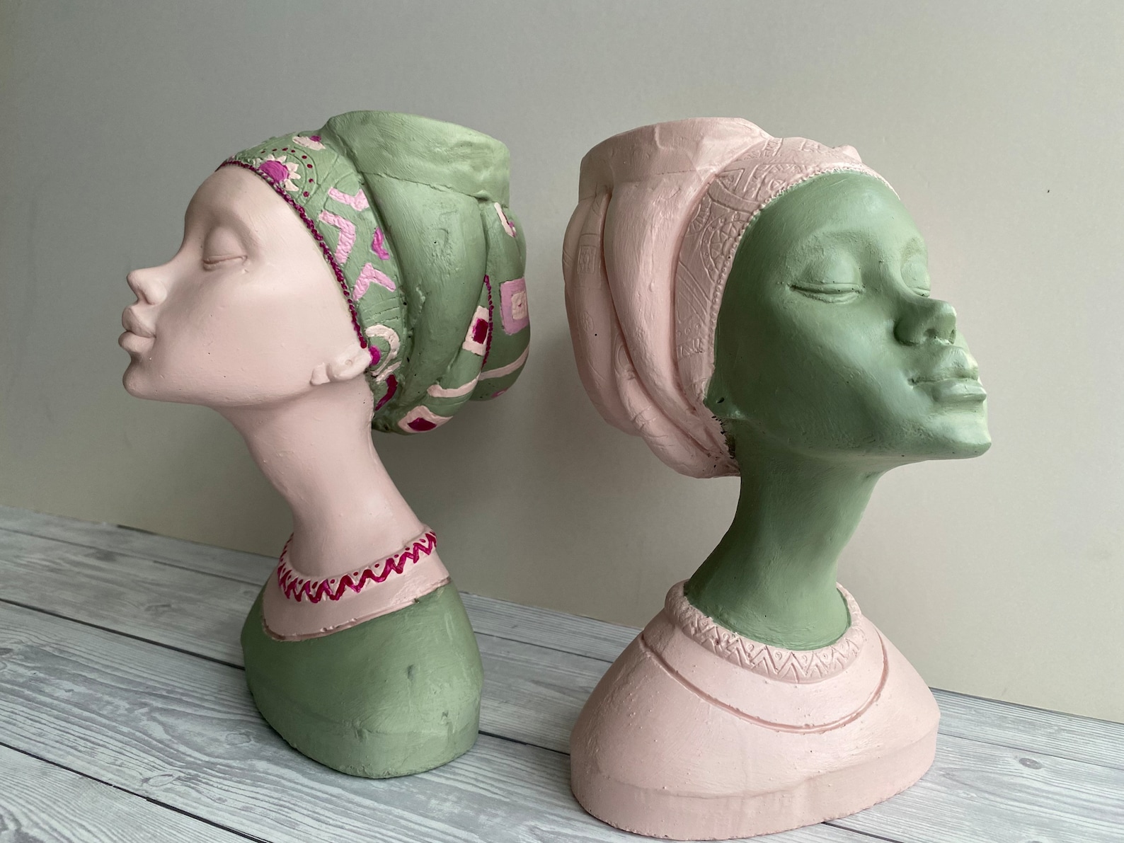 Woman Head Planter Pot, African Queen Pot, Unique Planters UK, Concrete ...