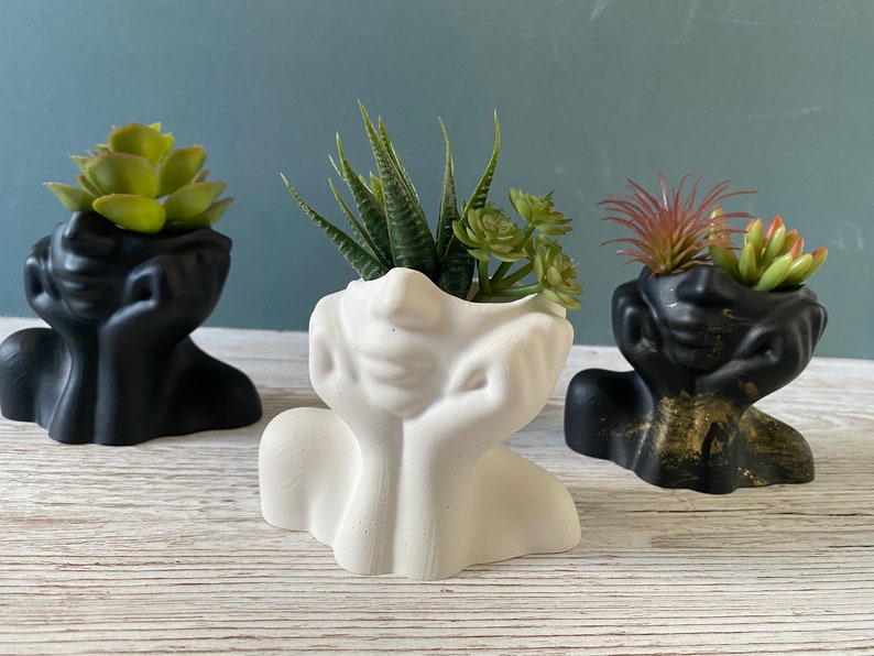 Woman Half Face Vase, Bust Boody Stone Pot , Concrete Vase , Gift ...