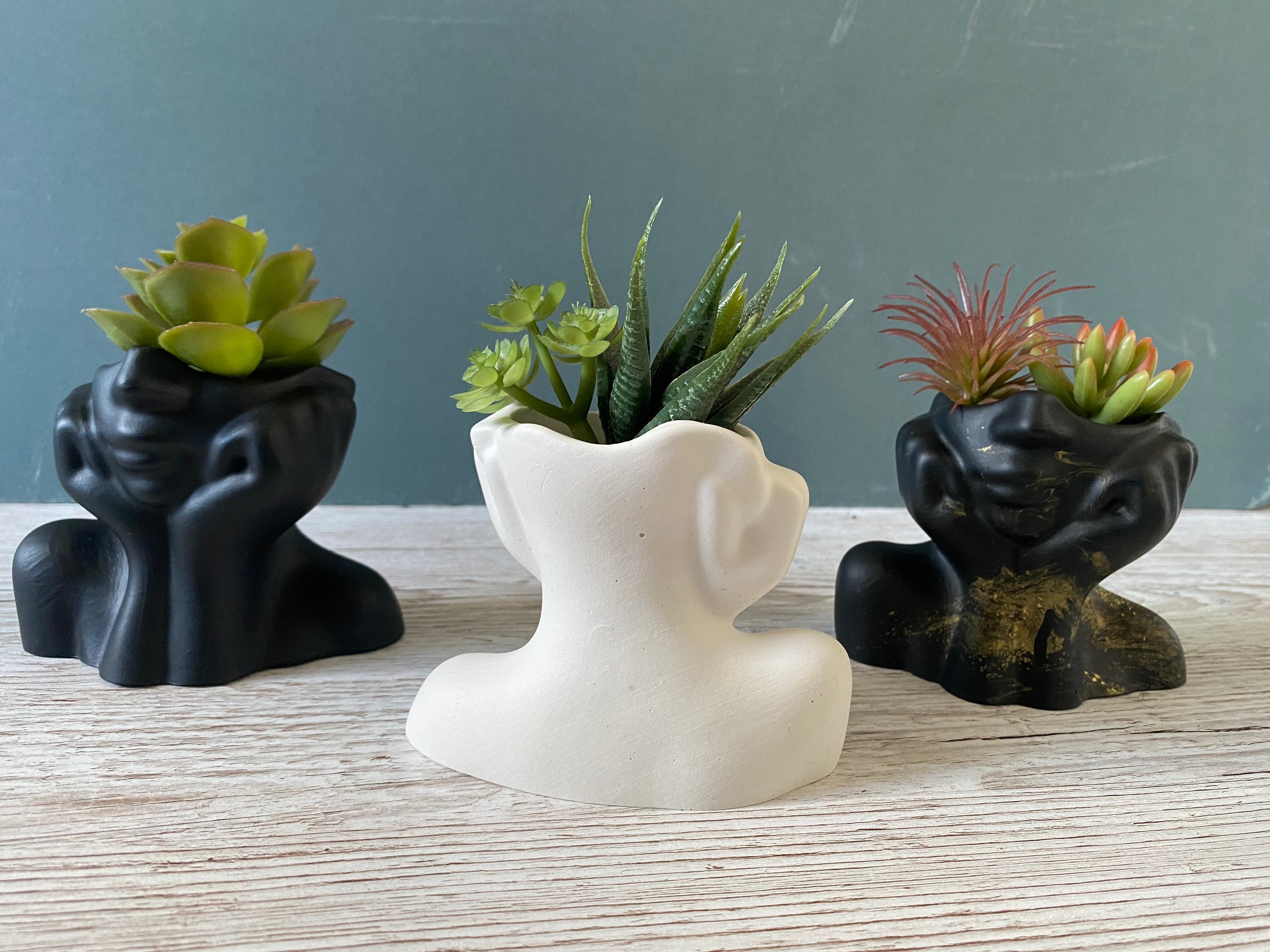 Woman Half Face Vase, Bust Boody Stone Pot , Concrete Vase , Gift ...