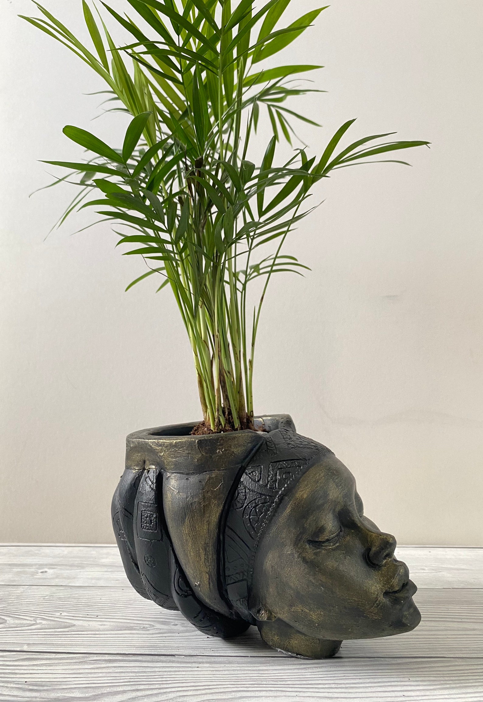 Woman Head Planter Pot /african Queen Pot/ Unique Planters UK/ Concrete ...