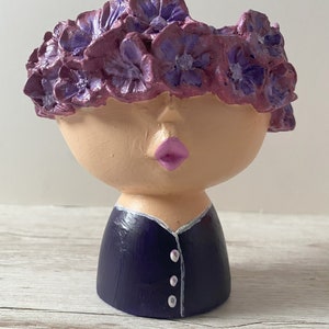 Head Planter Flower Face Concrete Planter Vase, Adorable Baby Face ...