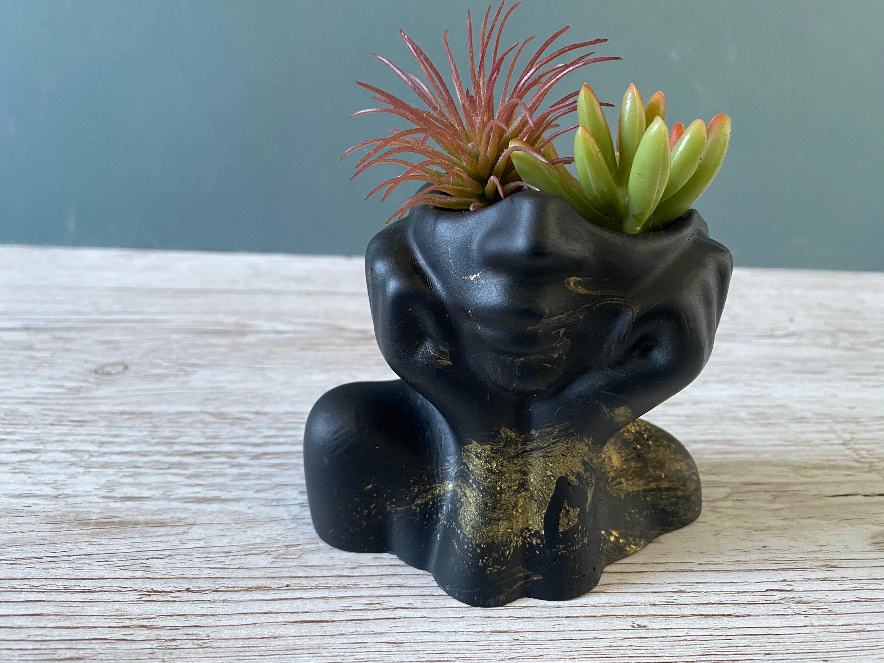 Woman Half Face Vase, Bust Boody Stone Pot , Concrete Vase , Gift ...