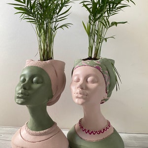 Woman Head Planter Pot, African Queen Pot, Unique Planters UK, Concrete ...