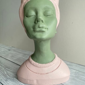 Woman Head Planter Pot, African Queen Pot, Unique Planters UK, Concrete ...