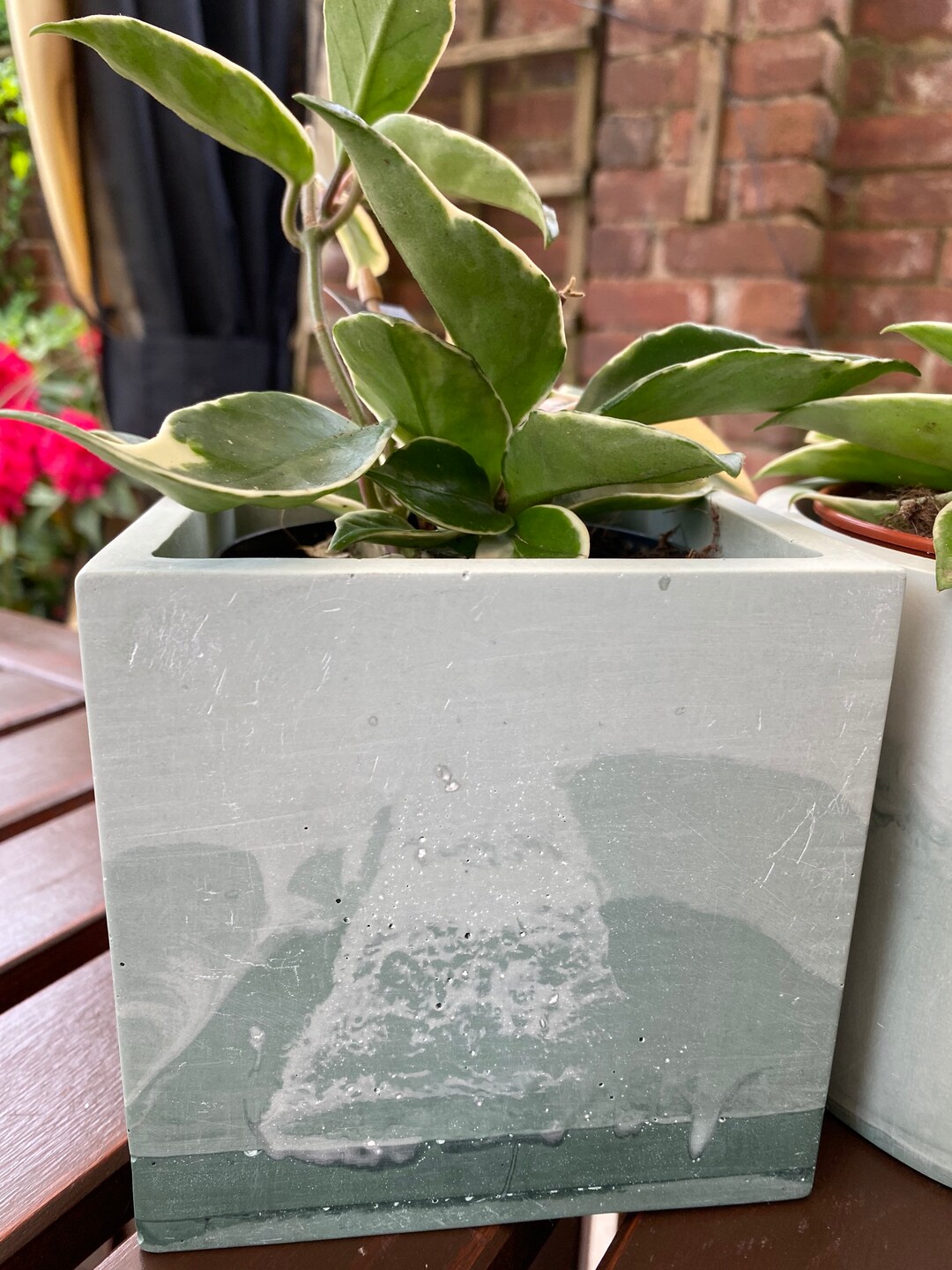 Large Square Jesmonite Plant Pot UK, Stone Planter, Cube Indoor ...