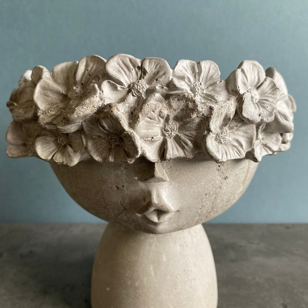 Woman Head Planter Pot, African Queen Pot, Unique Planters UK, Concrete ...
