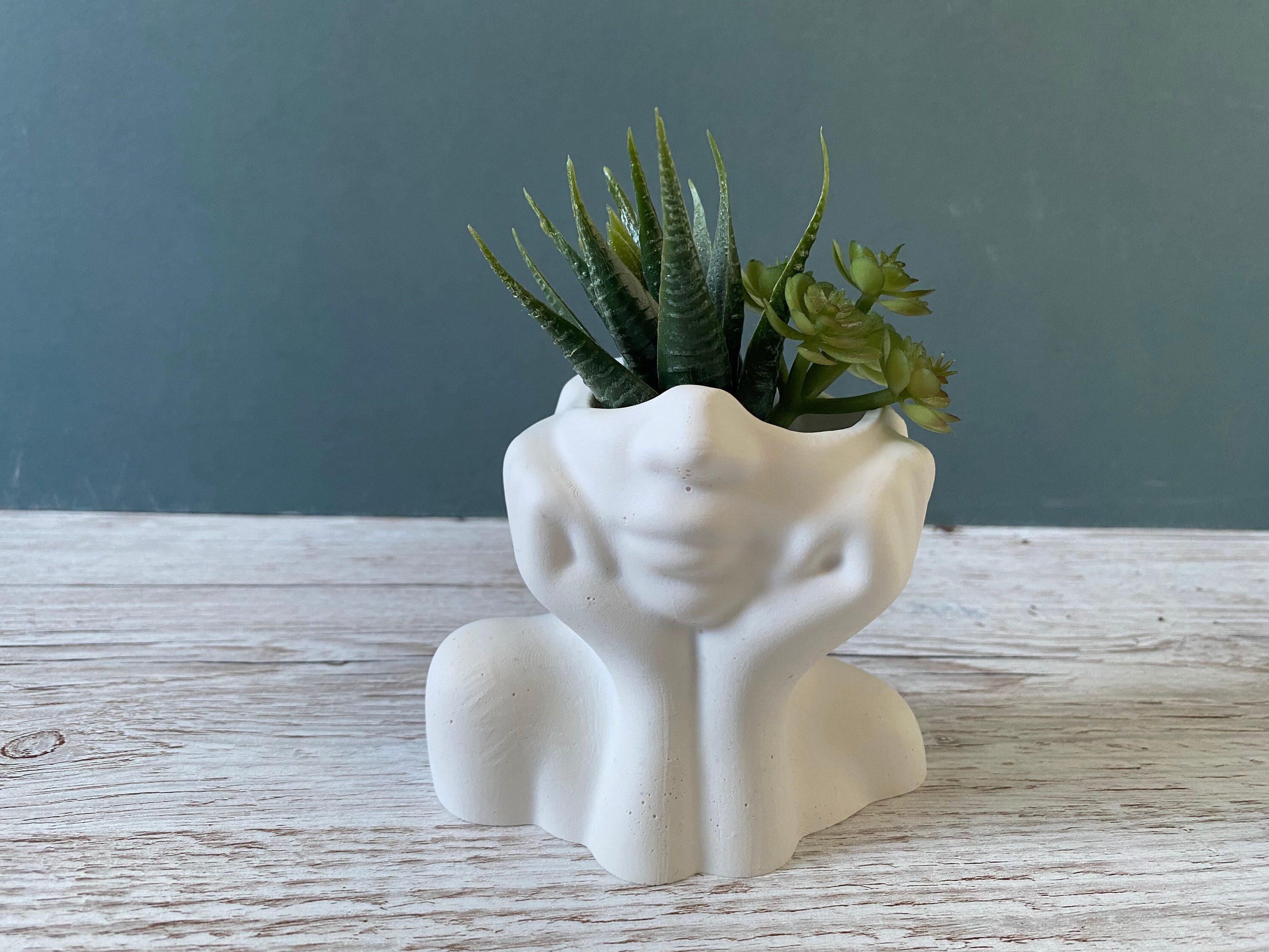 Woman Half Face Vase, Bust Boody Stone Pot , Concrete Vase , Gift ...