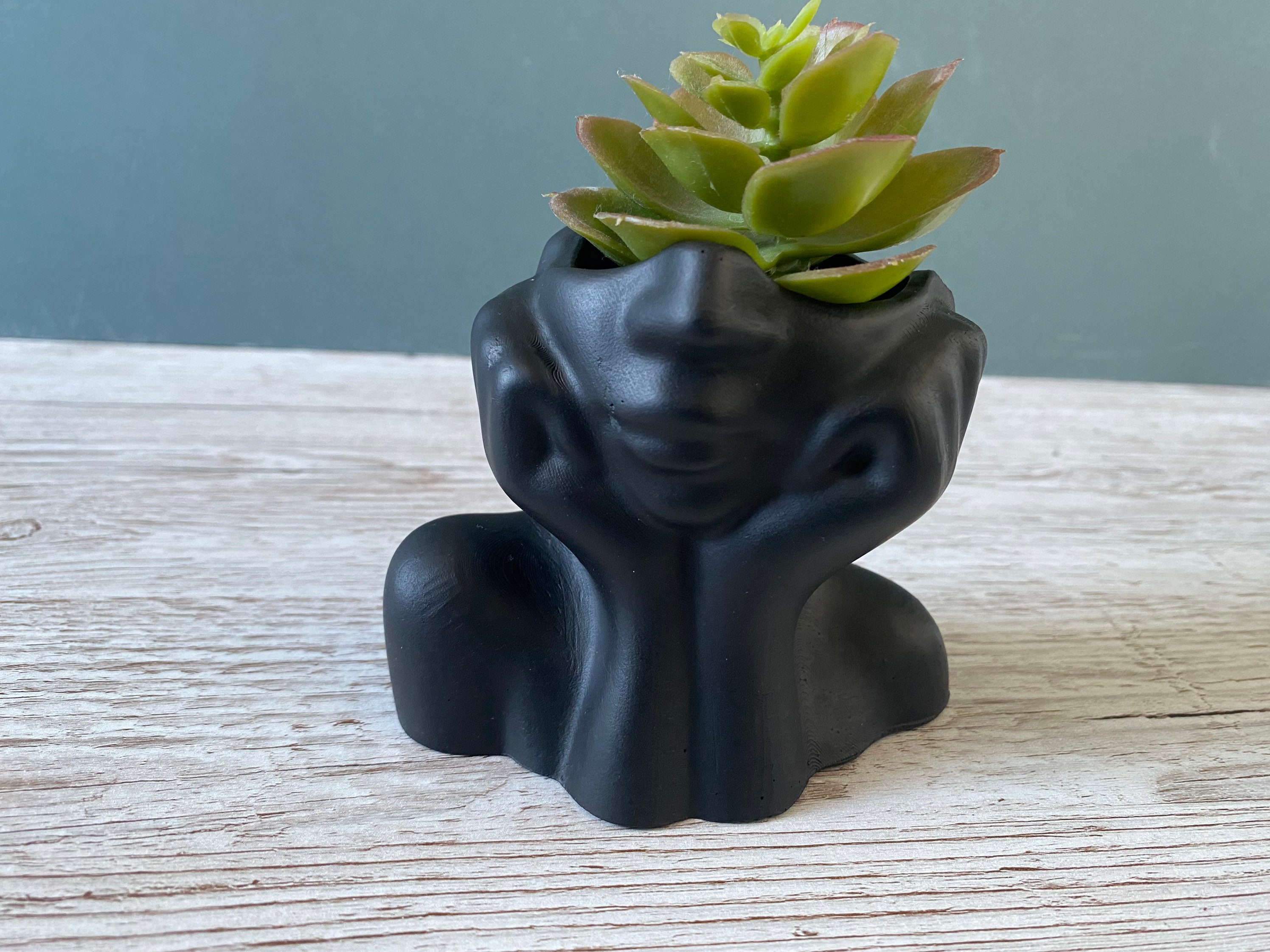 Woman Half Face Vase, Bust Boody Stone Pot , Concrete Vase , Gift ...